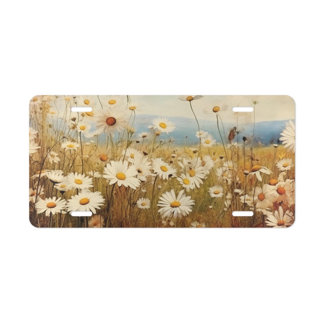 Daisy License Plate, Floral Vanity Plate, Flower Front License Plate ...