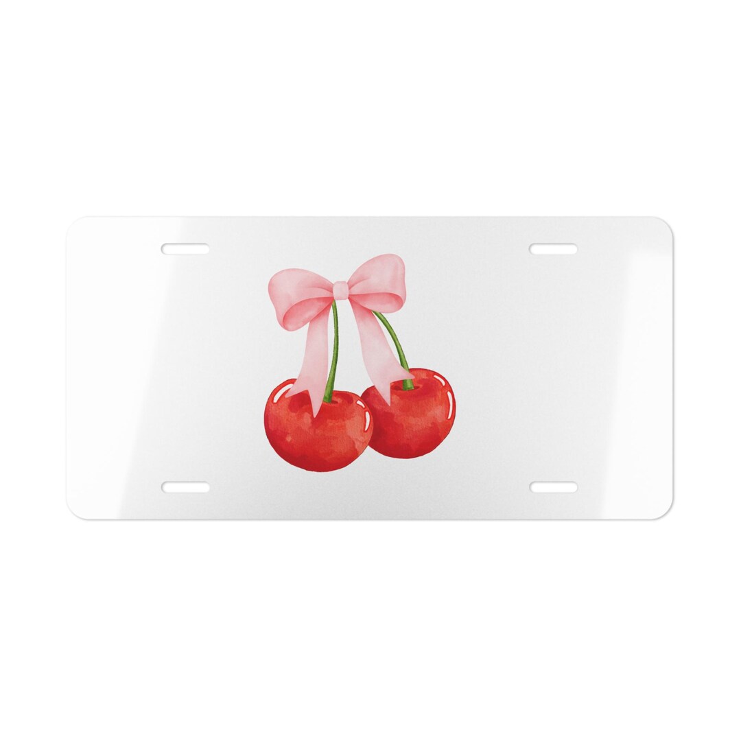 Cherry Bow License Plate, Coquette Front License Plate, Pink Coquette ...