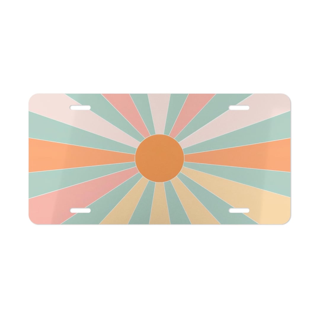 Sunshine Sunburst Aluminum License Plate, Groovy Car Decor - Etsy