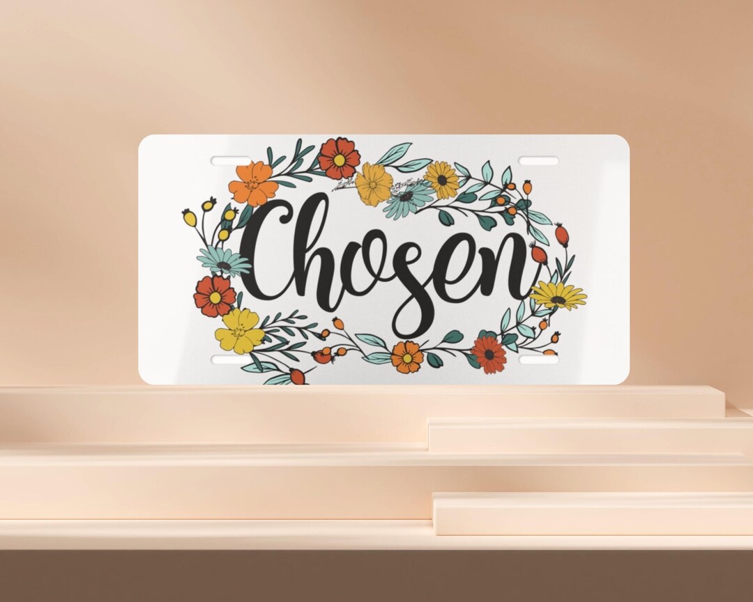 Chosen Christian License Plate, Christian Floral Front License Plate ...