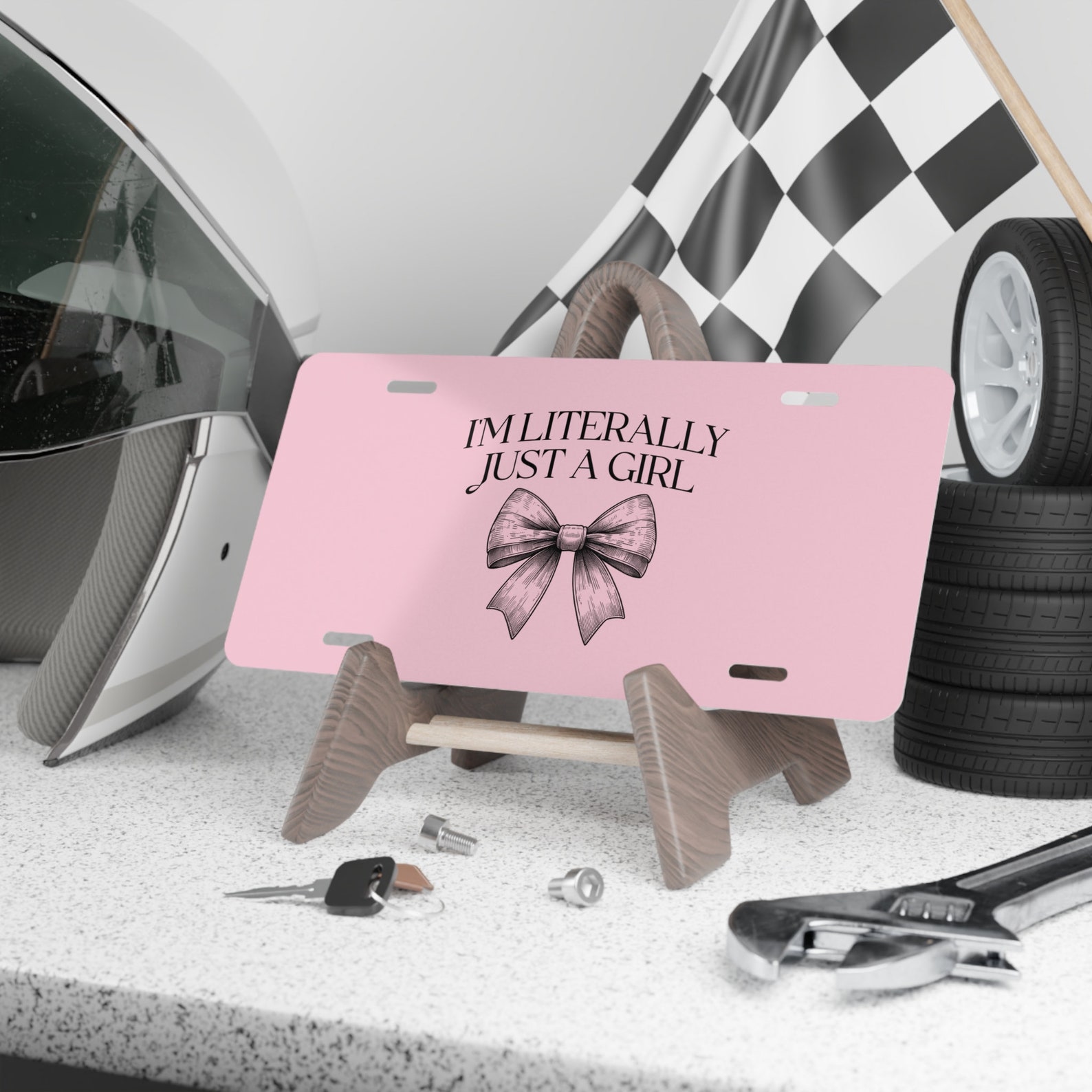 Girly License Plate, Pink Vanity License Plate, Bow Front License Plate ...