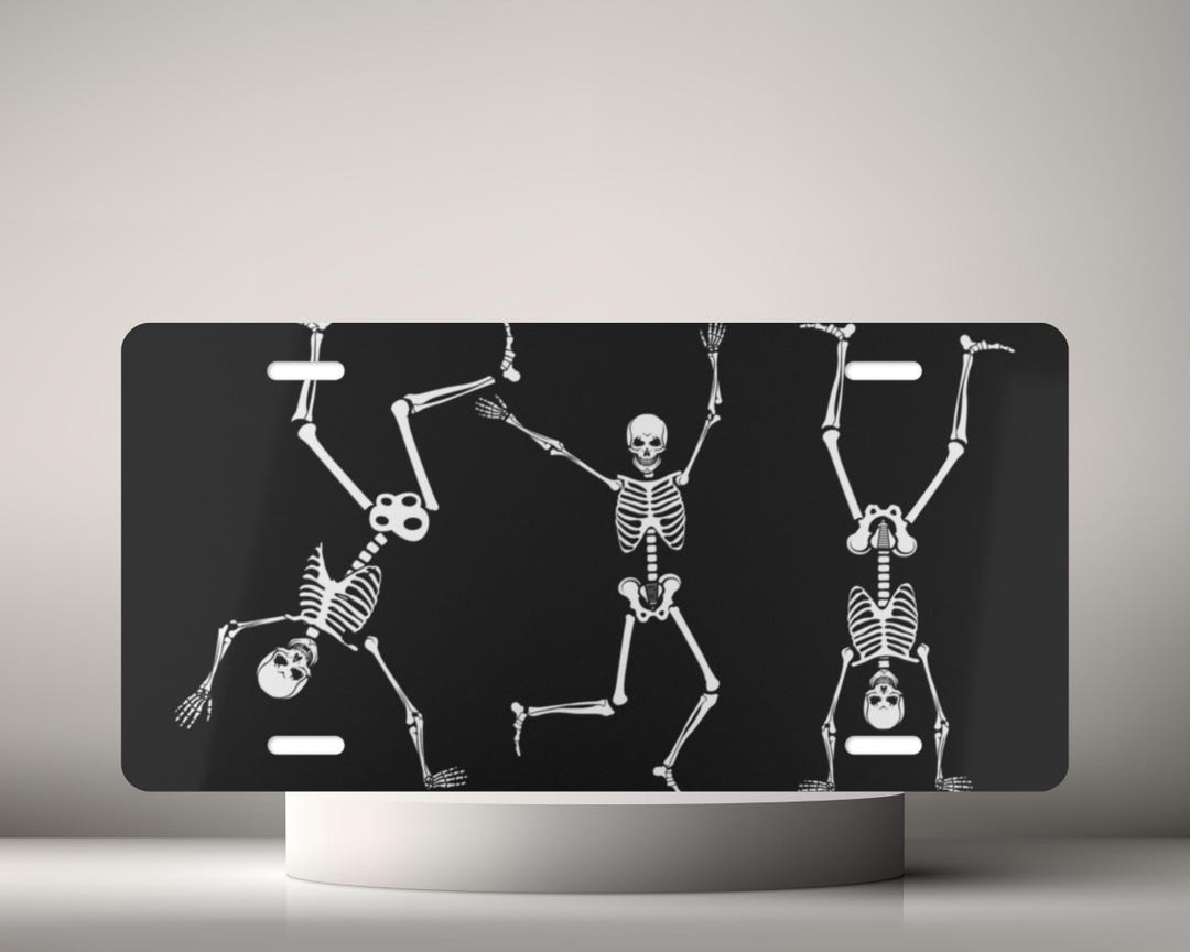 Dancing Skeletons Front License Plate, Spooky Car Decor, Funny Skeleton ...