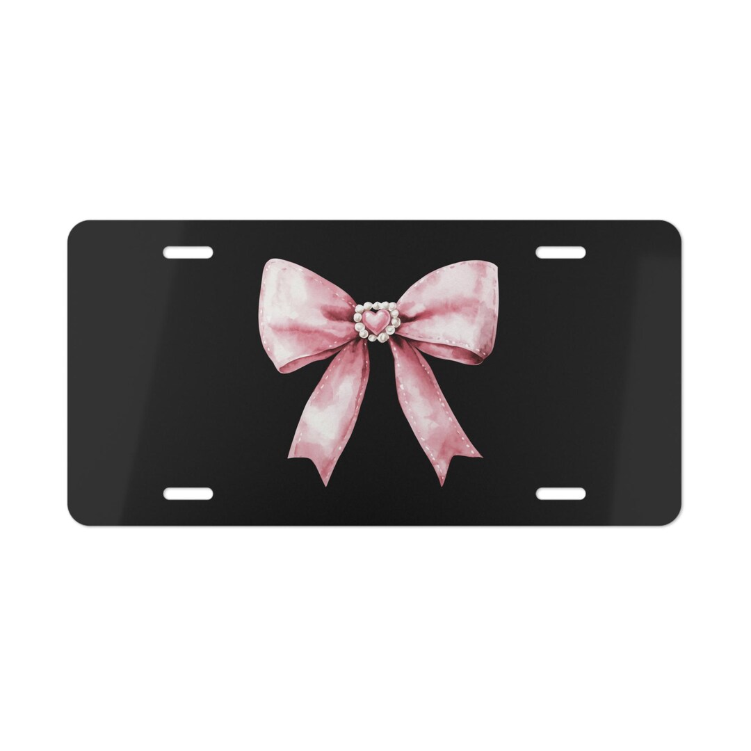 Coquette Bow License Plate, Pink Bow Front License Plate, Girly License ...