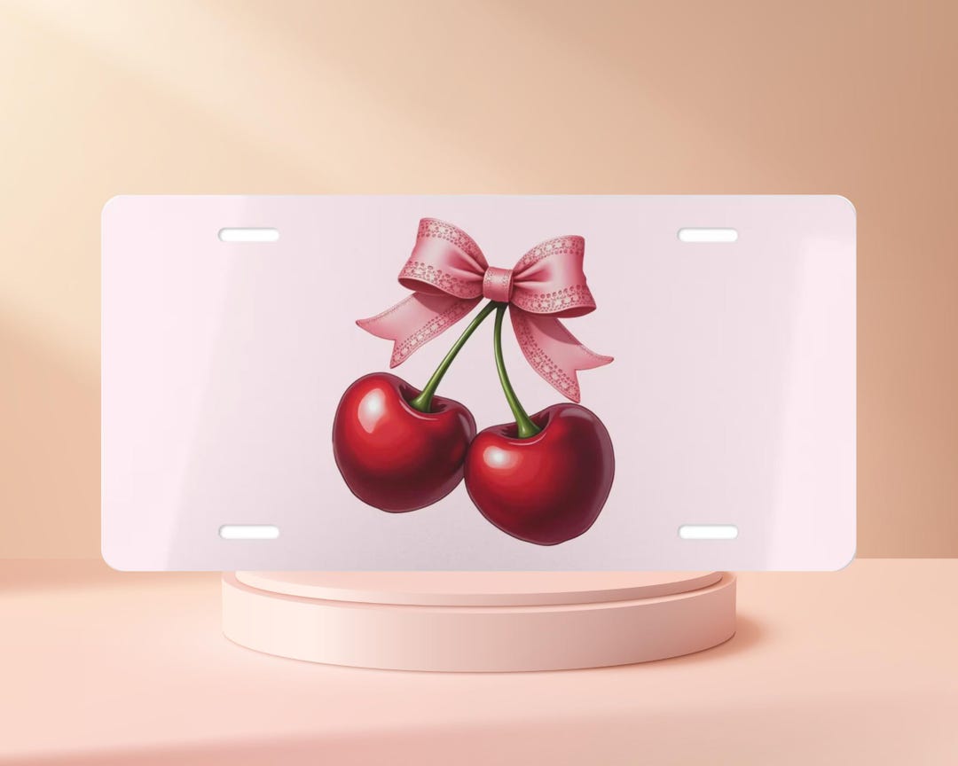 Girly License Plate Cherry Vanity License Plate Cute Pink Front License ...