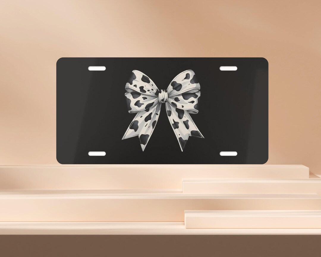 Western Coquette Bow License Plate, Cow Print Vanity License Plate ...