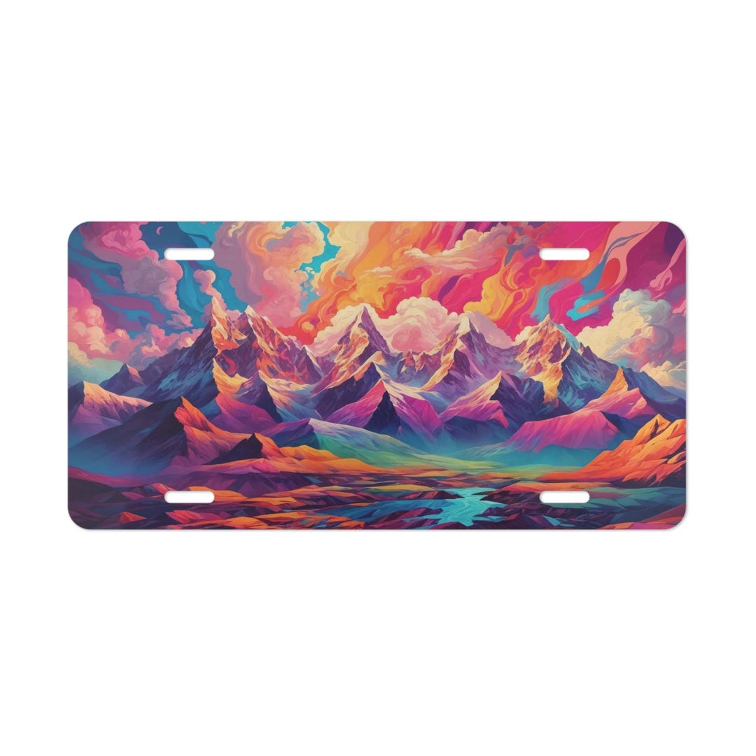 Psychedelic Mountain Front License Plate - Custom Vanity Car Plate for ...