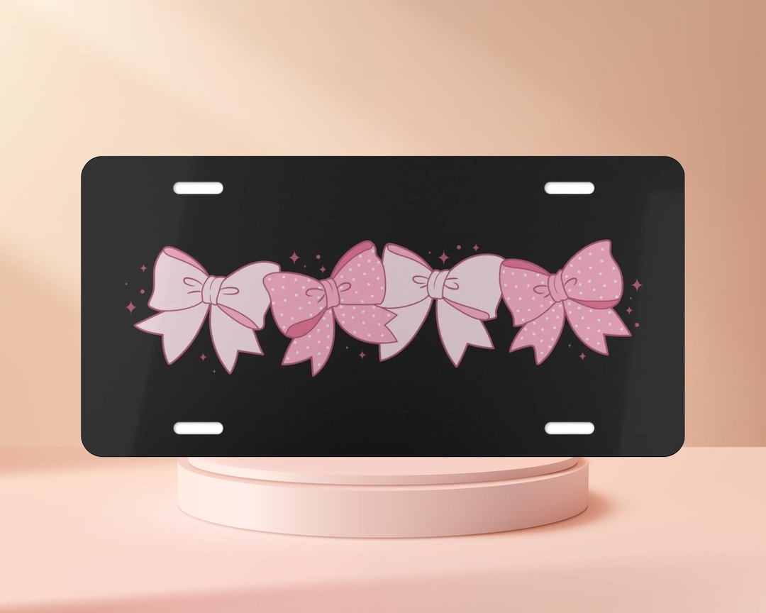 Girly License Plate, Pink Bow Front License Plate, Cute Vanity License ...