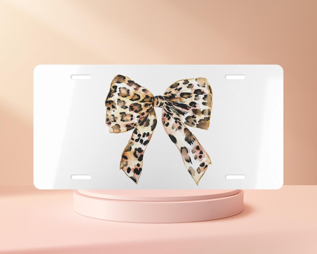 Coquette Bow License Plate Leopard Coquette Bow Front License Plate ...