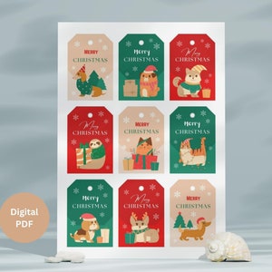 Christmas Gift Tags, Printable Gift Tags, Red and Green Tags Template ...