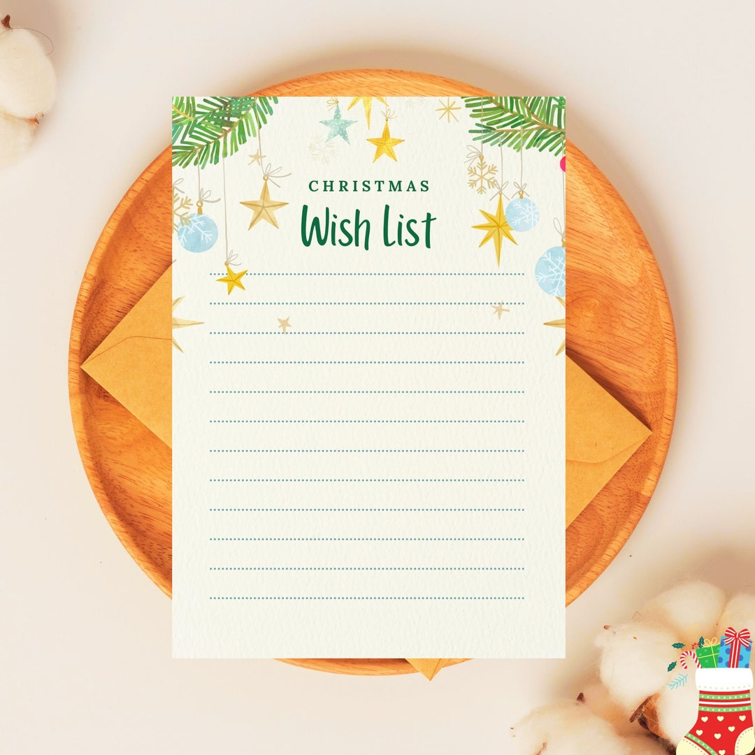 Christmas Wish List, Printable Holidays Wish List PDF Template, Dear ...