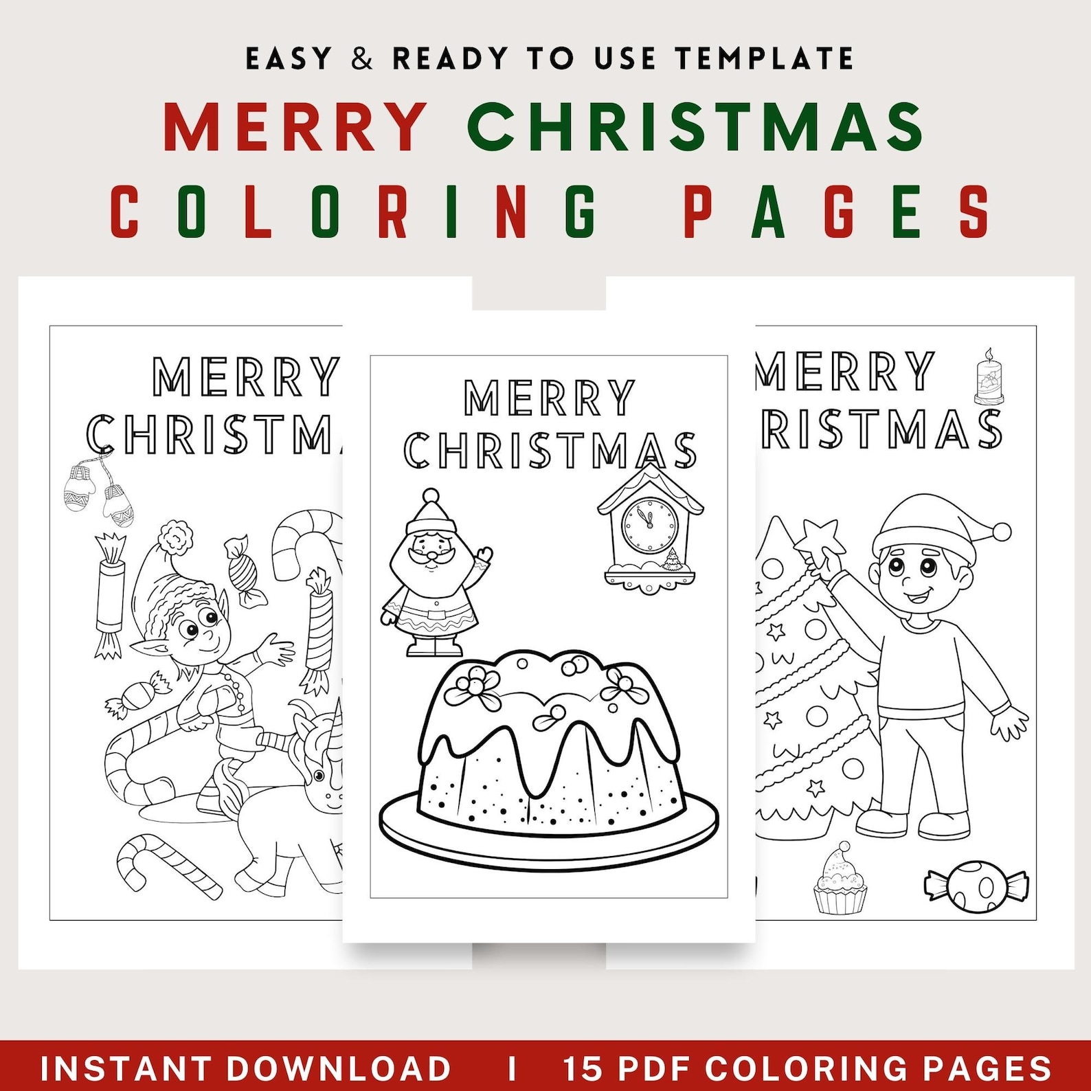 Christmas Colouring Printable Book, Creative Activity, Childrens ...