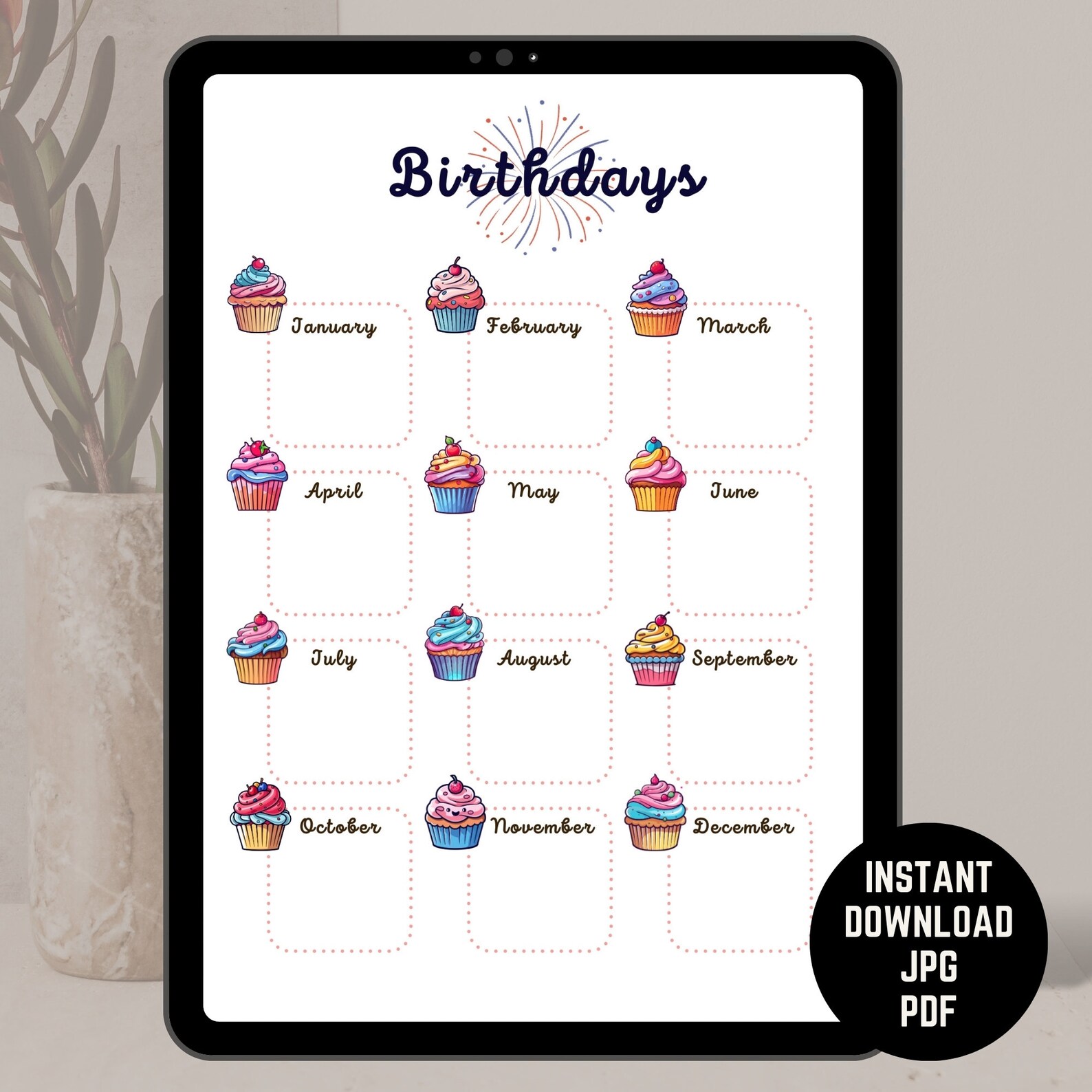 Birthday Tracker Printable, Editable PDF Birthday Planner, Birthday ...