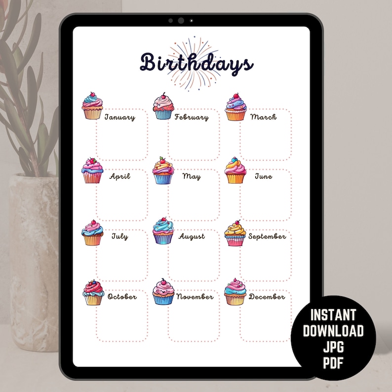 Birthday Tracker Printable, Editable PDF Birthday Planner, Birthday ...