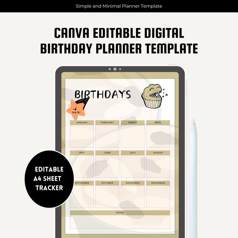 Birthday Tracker Printable, Canva Editable Birthday Tracker, Birthday ...