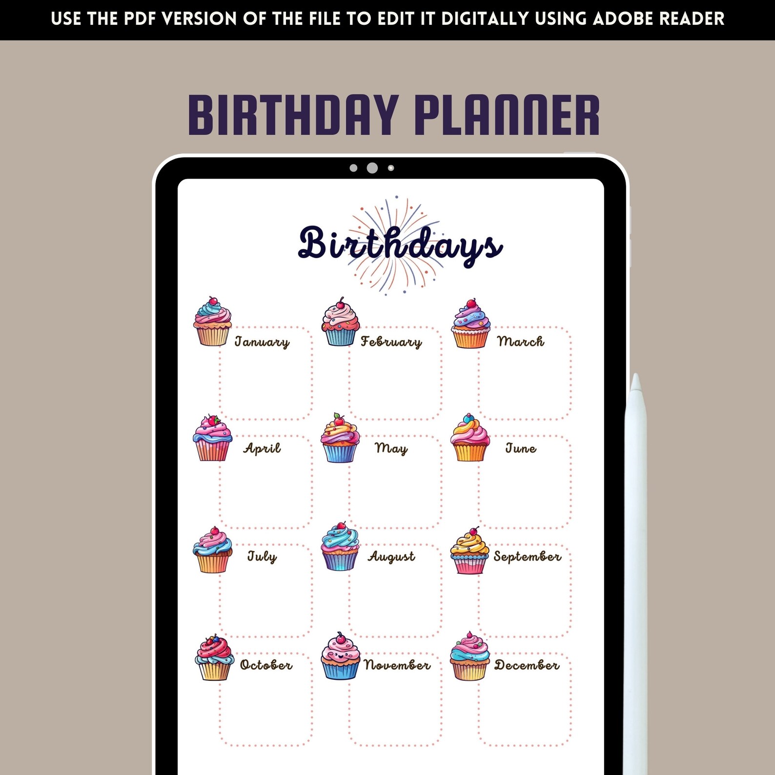 Birthday Tracker Printable, Editable PDF Birthday Planner, Birthday ...