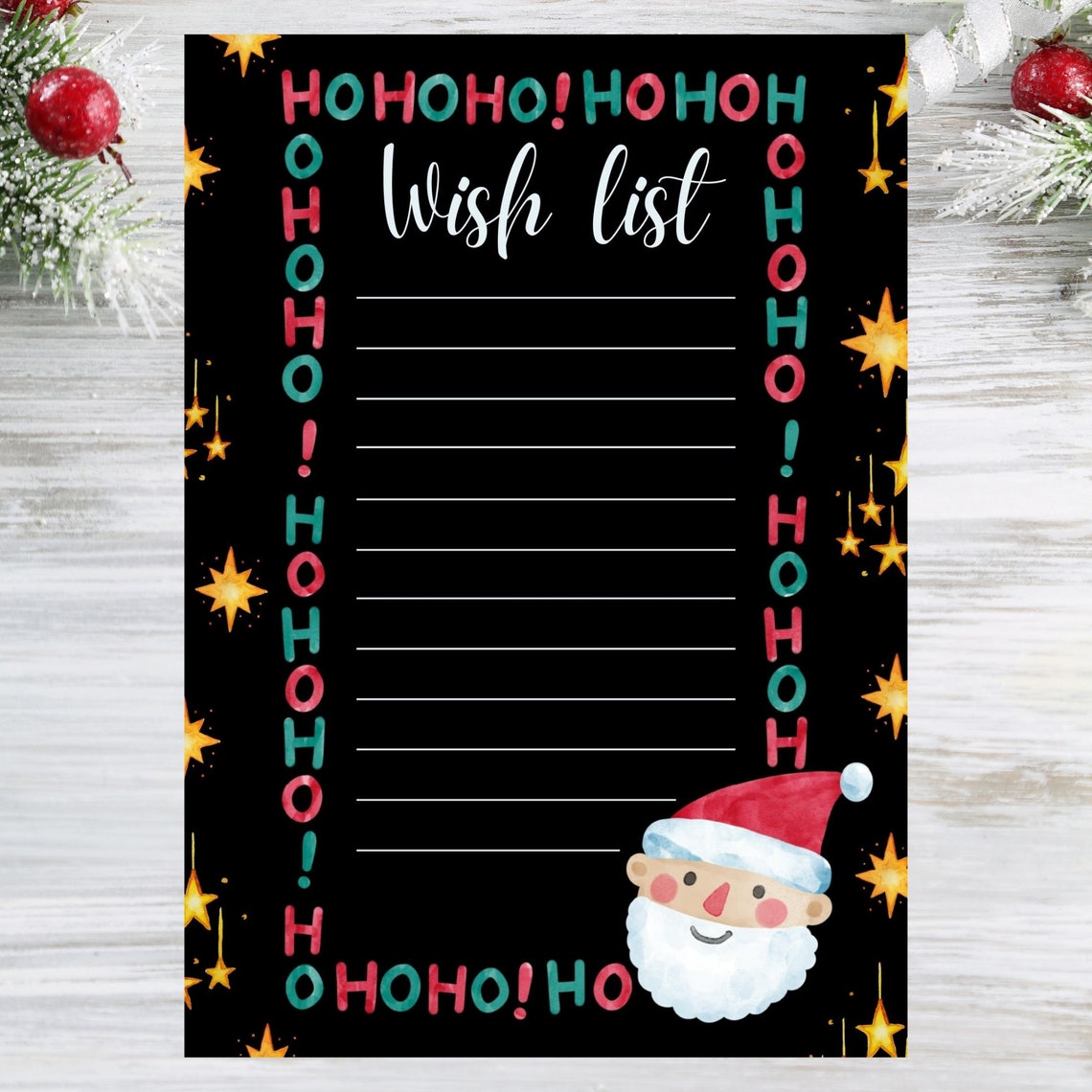 Christmas Wish List for Kids, Printable Holidays Wish List PDF Template ...