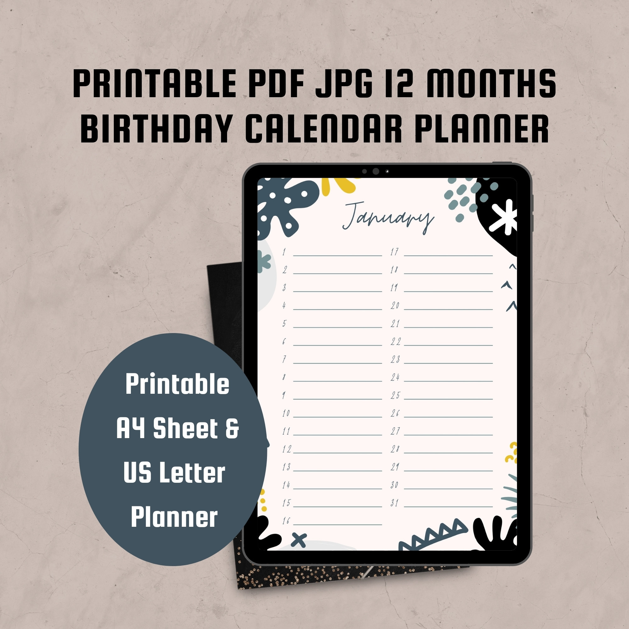 Birthday Calendar Planner, Editable Birthday Planner Printable ...