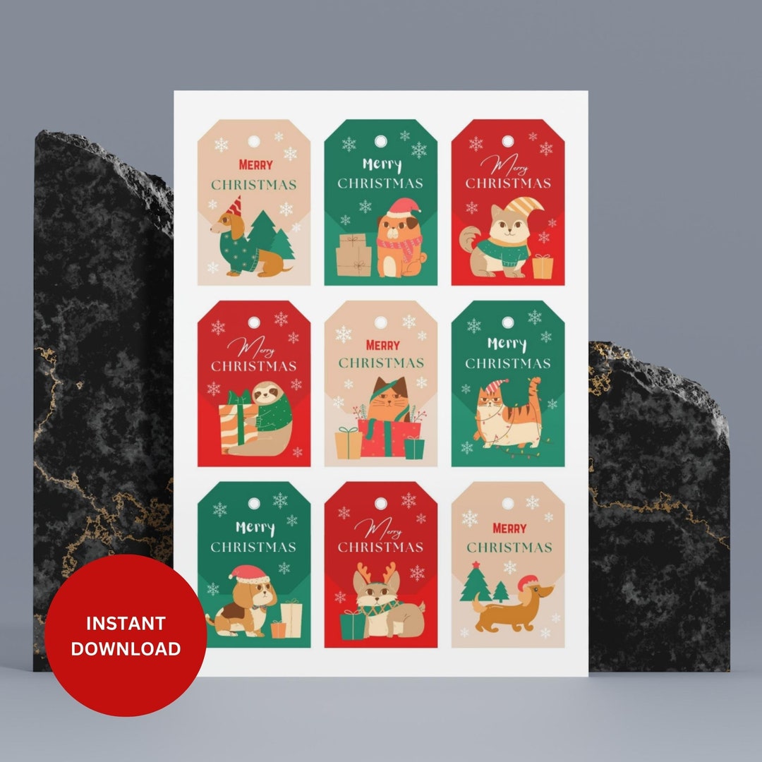 Christmas Gift Tags Printable Gift Tags Red and Green Tags - Etsy