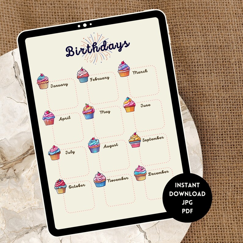 Birthday Tracker Printable, Editable PDF Birthday Planner, Birthday ...
