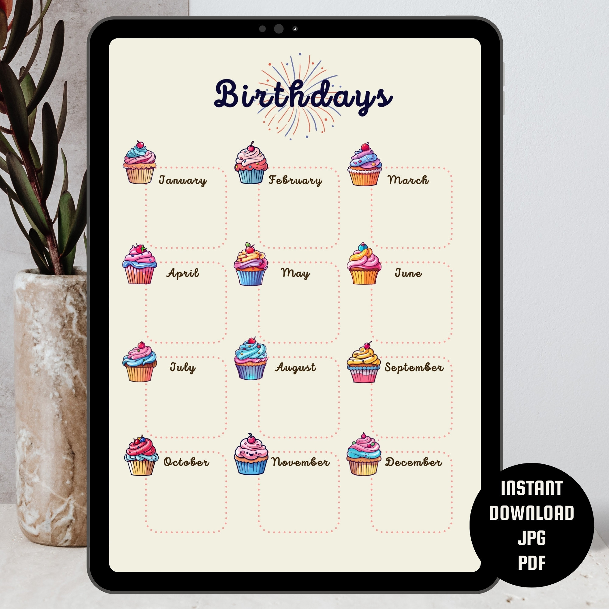 Birthday Tracker Printable, Editable PDF Birthday Planner, Birthday ...