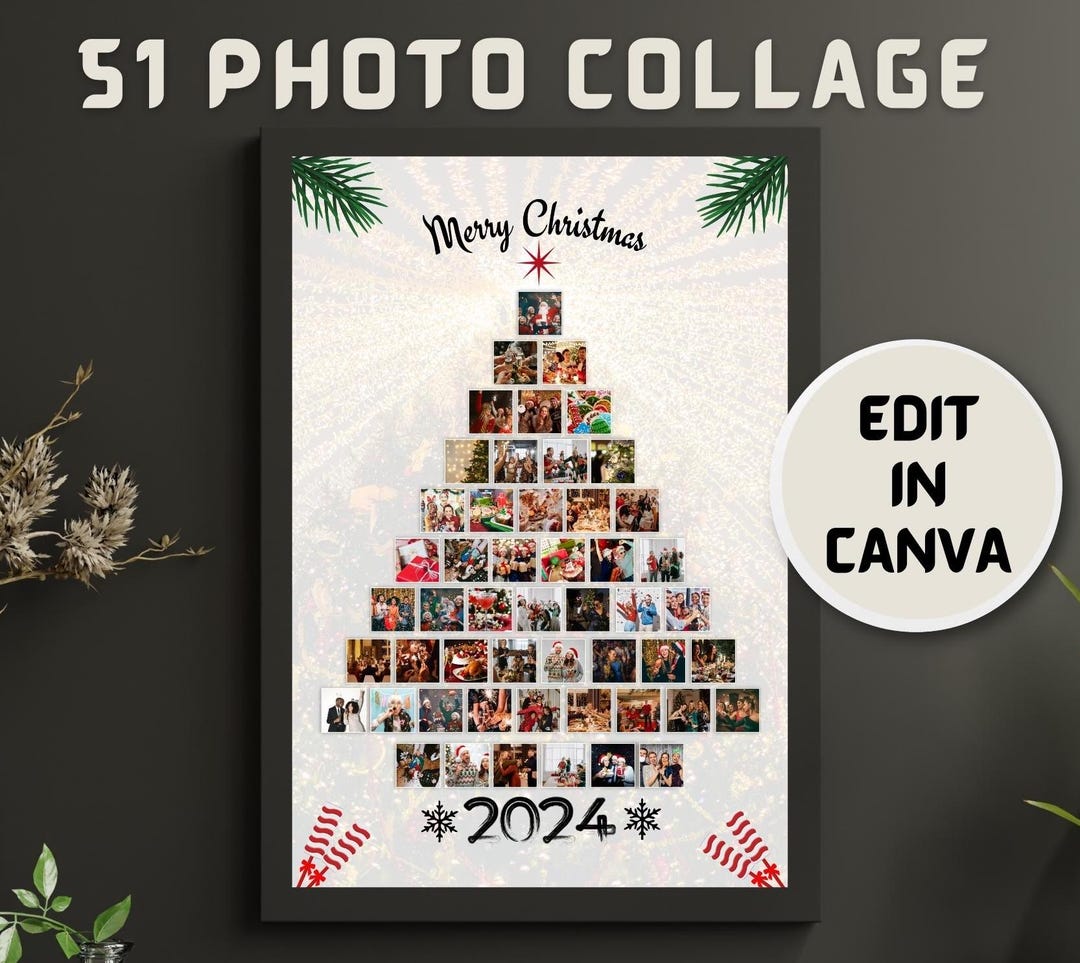 Christmas Tree 51 Photo Collage Template, 24x36 Poster (canva Editable ...