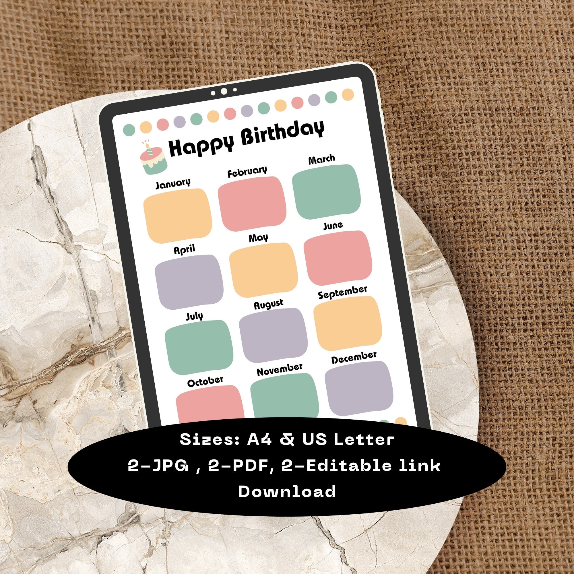 Birthday Tracker Printable Template, Editable Birthday Planner ...
