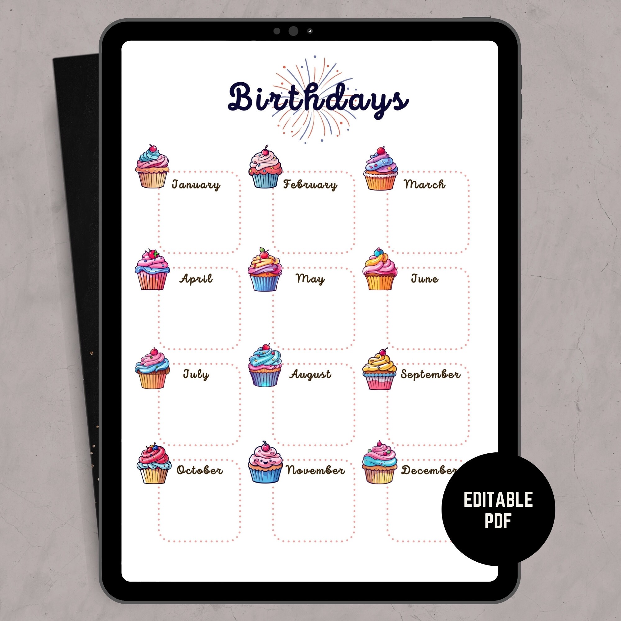 Birthday Tracker Printable, Editable PDF Birthday Planner, Birthday ...