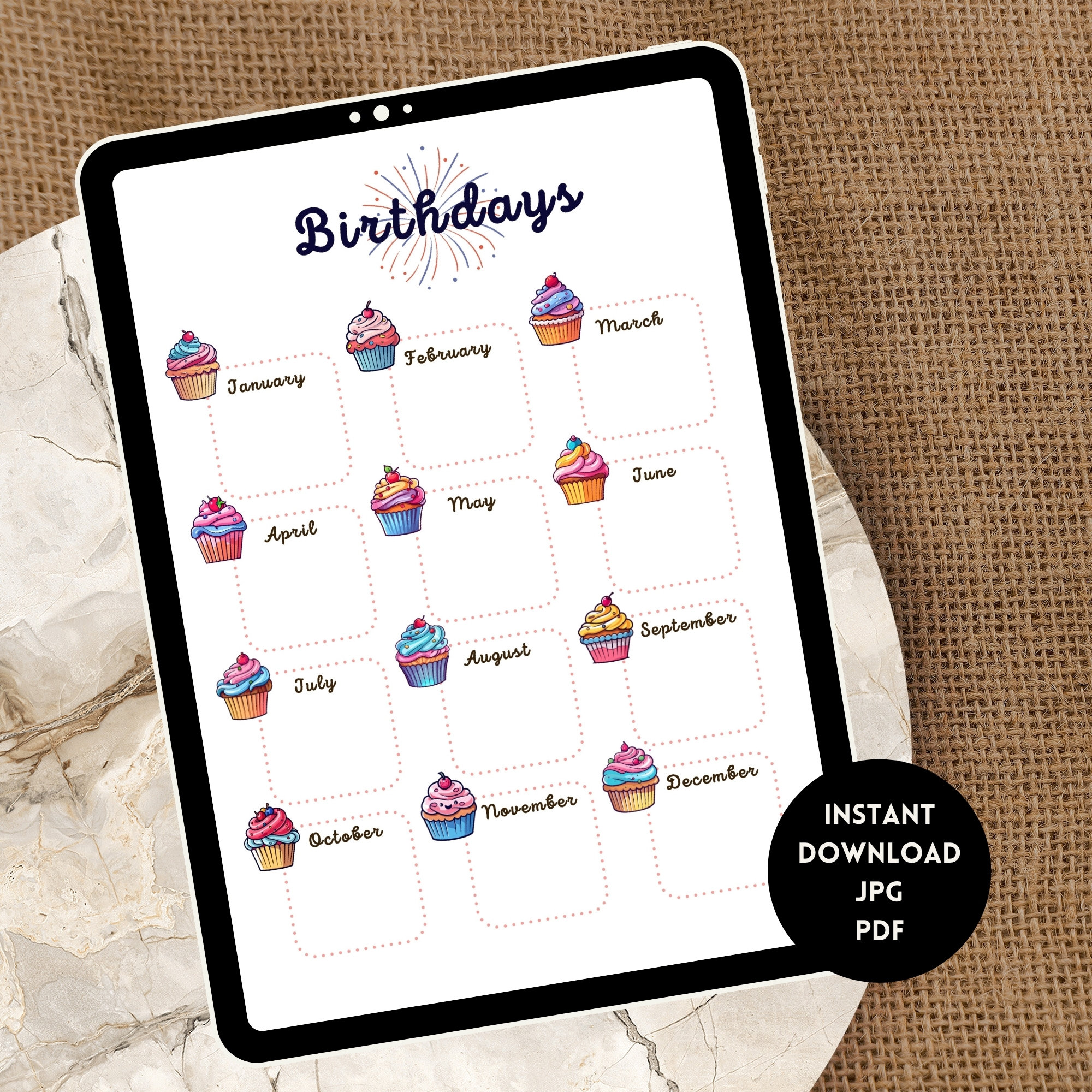 Birthday Tracker Printable, Editable PDF Birthday Planner, Birthday ...