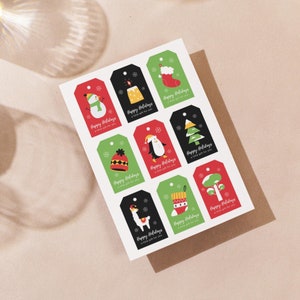 Christmas Gift Tags, Printable Gift Tags, Red Green Black Winter ...