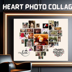 Heart Photo Collage Frame Grid Template, Instantly Editable Valentine ...