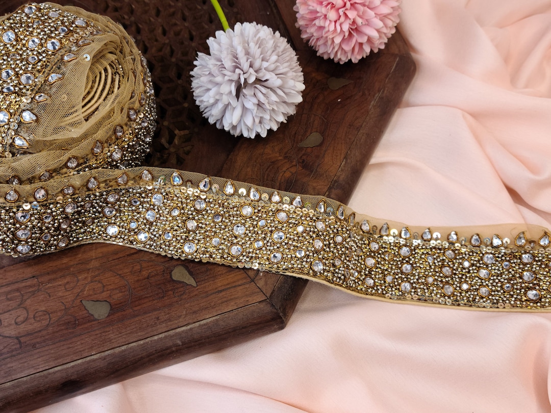 Kundan Beaded Lace Indian Trims Gold Vintage Sari Border - Etsy