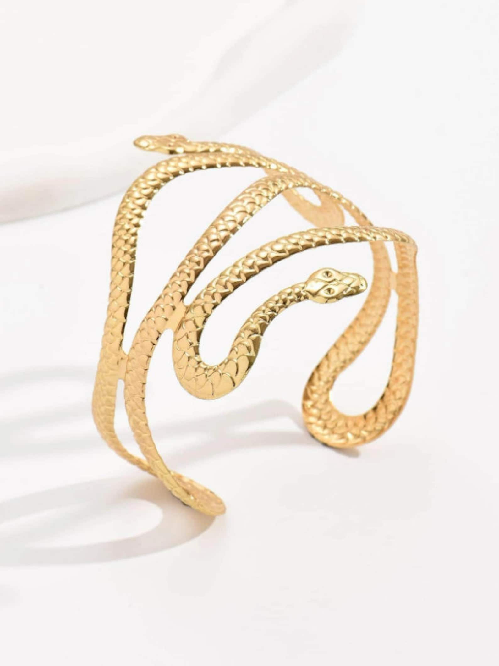 Snake Design Arm Cuff, Minimalist Arm Cuff, Gold Arm Band, Gold Upper ...