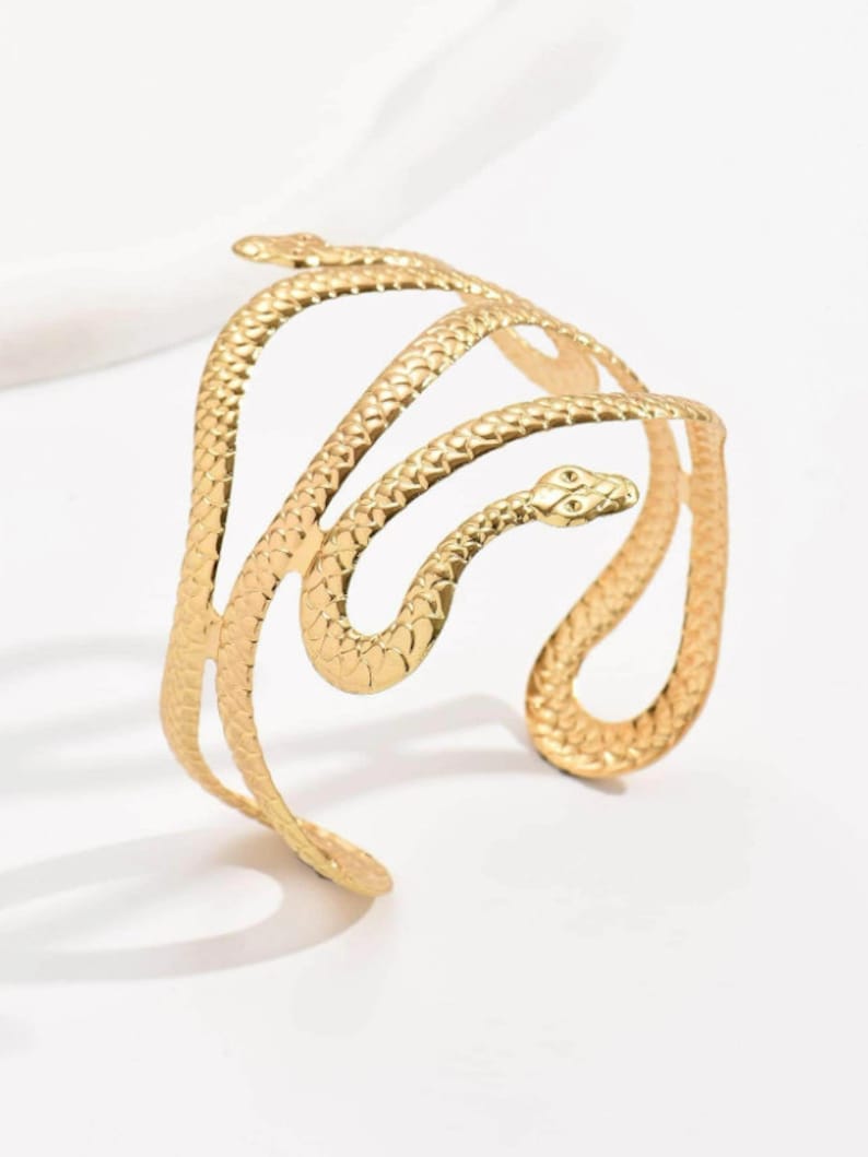 Snake Design Arm Cuff, Minimalist Arm Cuff, Gold Arm Band, Gold Upper ...