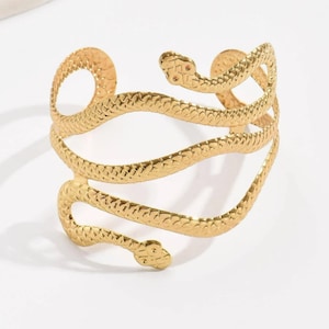 Snake Design Arm Cuff, Minimalist Arm Cuff, Gold Arm Band, Gold Upper ...