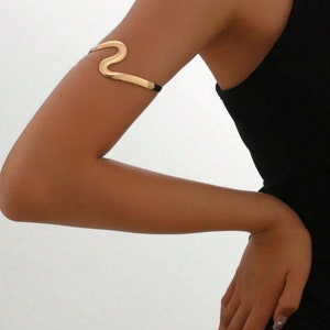 Snake Design Arm Cuff, Minimalist Arm Cuff, Gold Arm Band, Gold Upper ...