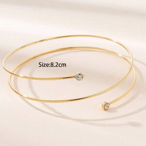 Minimalist Arm Cuff, Gold Arm Band, Rhinestone Decor Arm Cuff, Gold ...