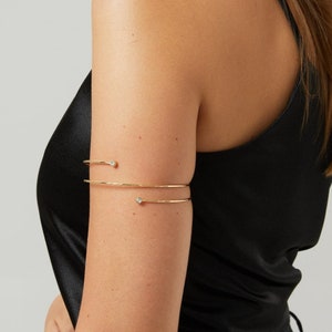 Minimalist Arm Cuff, Gold Arm Band, Rhinestone Decor Arm Cuff, Gold ...