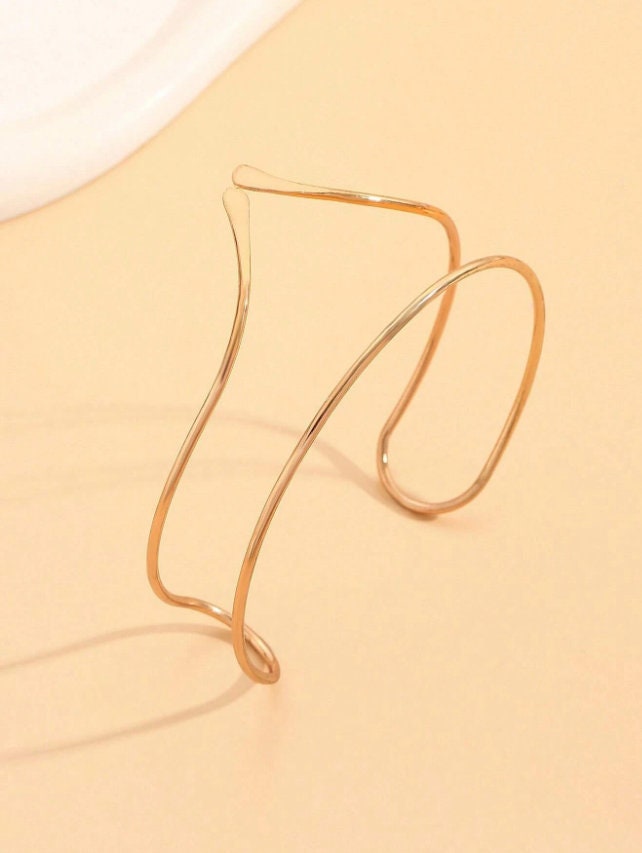 Minimalist Arm Cuff, Gold Arm Band, Gold Upper Arm Cuff Bracelet ...