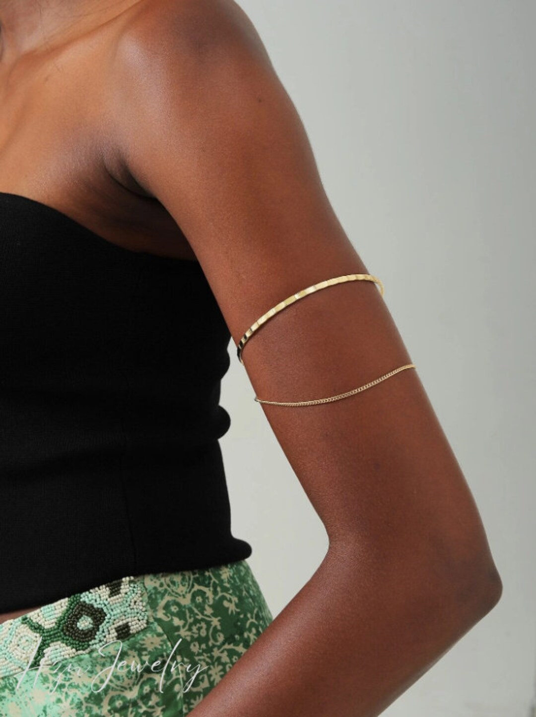Minimalist Adjustable Arm Cuff Bracelet: Gold or Silver Arm Band - Etsy