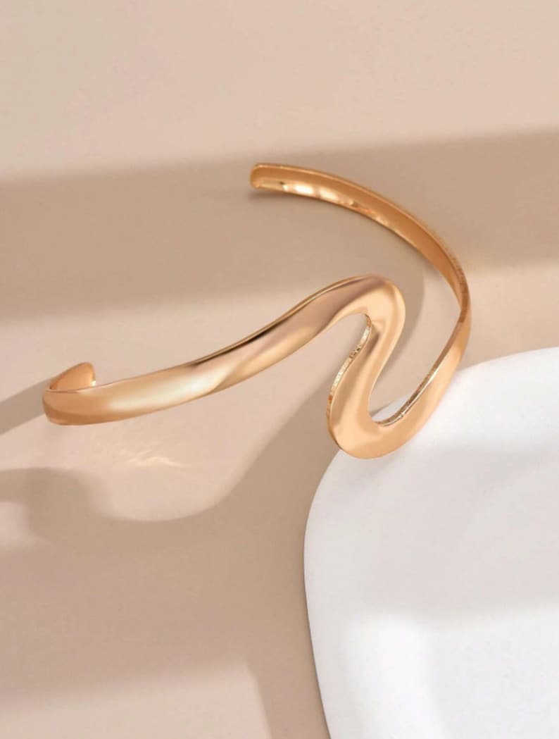 Snake Design Arm Cuff, Minimalist Arm Cuff, Gold Arm Band, Gold Upper ...