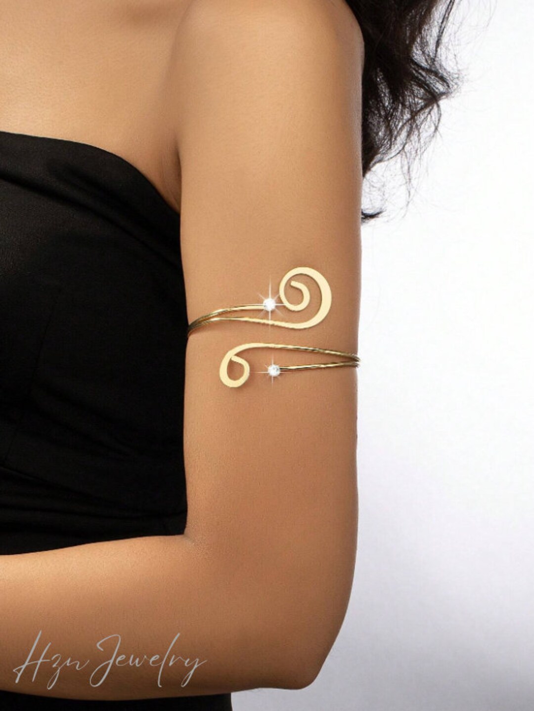 Minimalist Arm Cuff, Gold Arm Band, Gold Upper Arm Cuff Bracelet ...