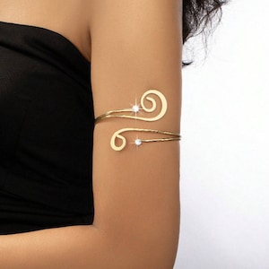 Minimalist Arm Cuff, Gold Arm Band, Gold Upper Arm Cuff Bracelet ...