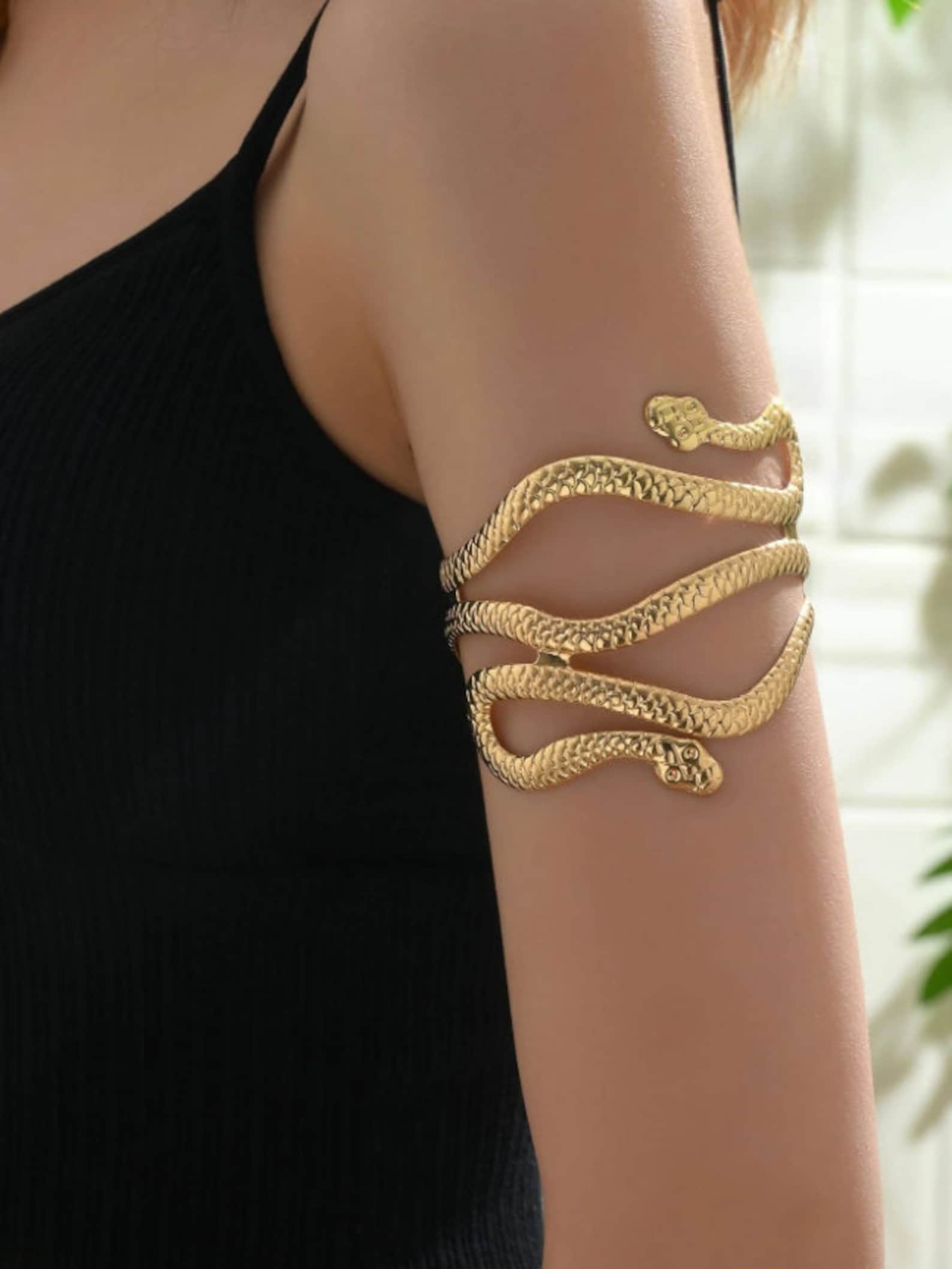 Snake Design Arm Cuff, Minimalist Arm Cuff, Gold Arm Band, Gold Upper ...