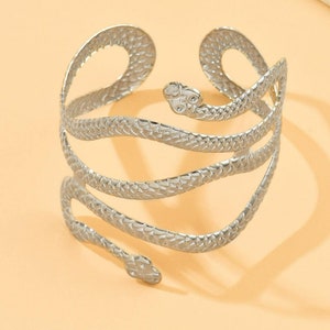 Snake Design Arm Cuff, Minimalist Arm Cuff, Gold Arm Band, Gold Upper ...