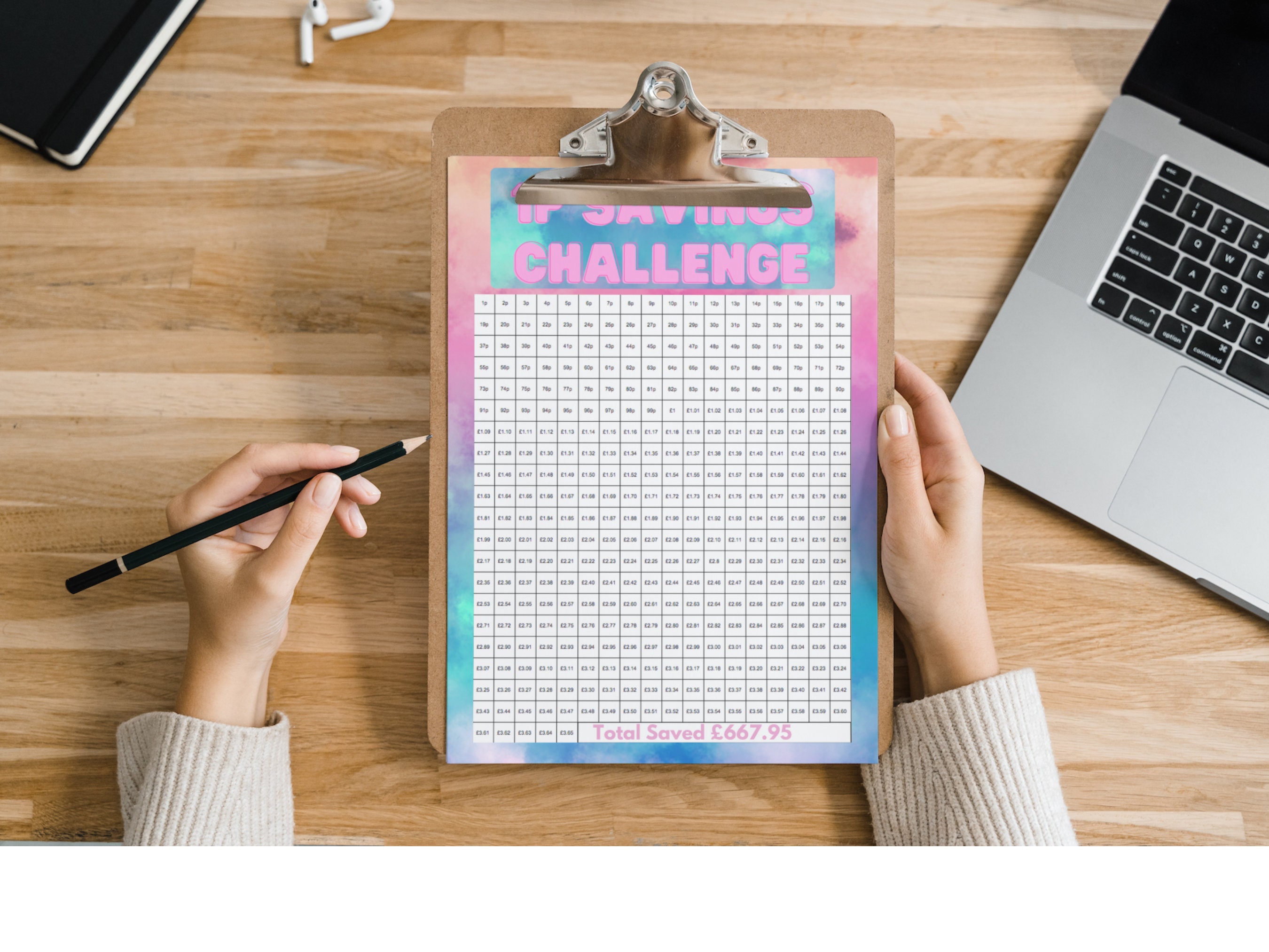 Penny Savings Challenge Printable Money Saving 1p Challenge A4 Cash ...