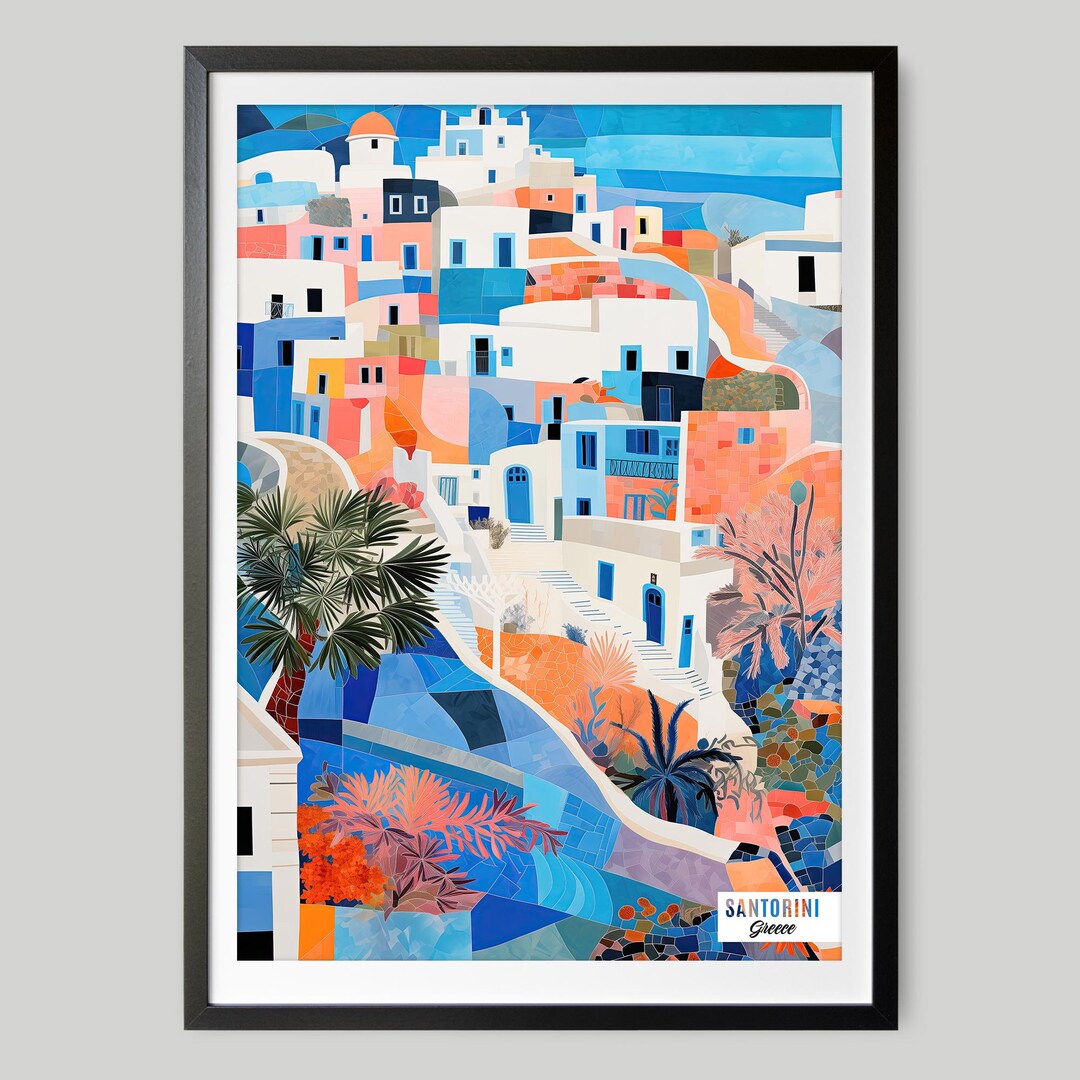 Santorini Greece Travel Poster, DIGITAL DOWNLOAD, Santorini Delight ...