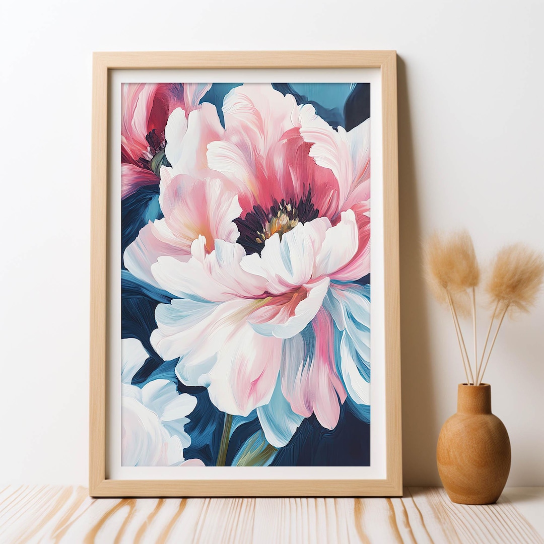 Peony Blushing Beauty Flowers DIGITAL Art Print, Peony Flower Print ...