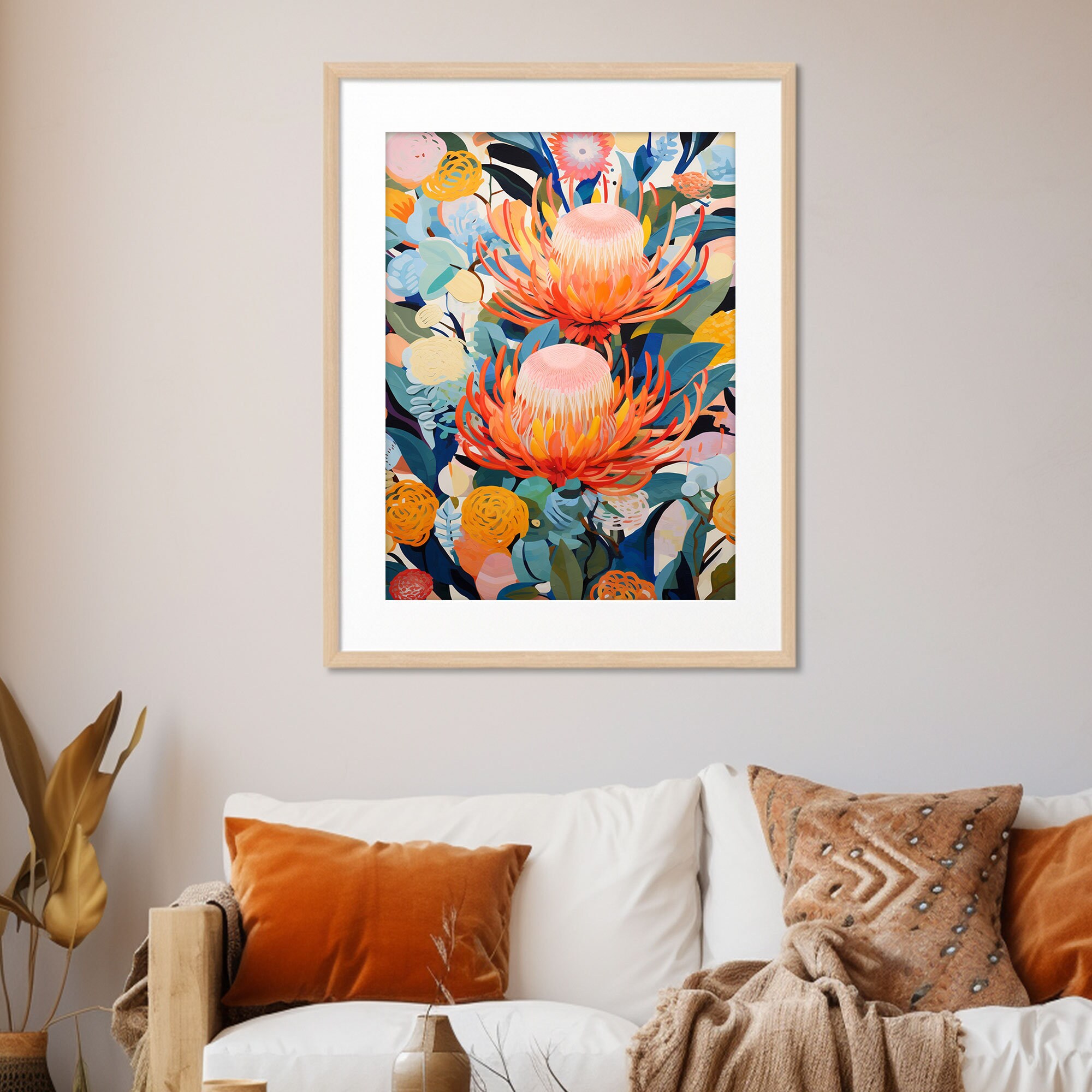 Australian Banksia Botanical Digital Art Print, Native Flowers Banksia ...