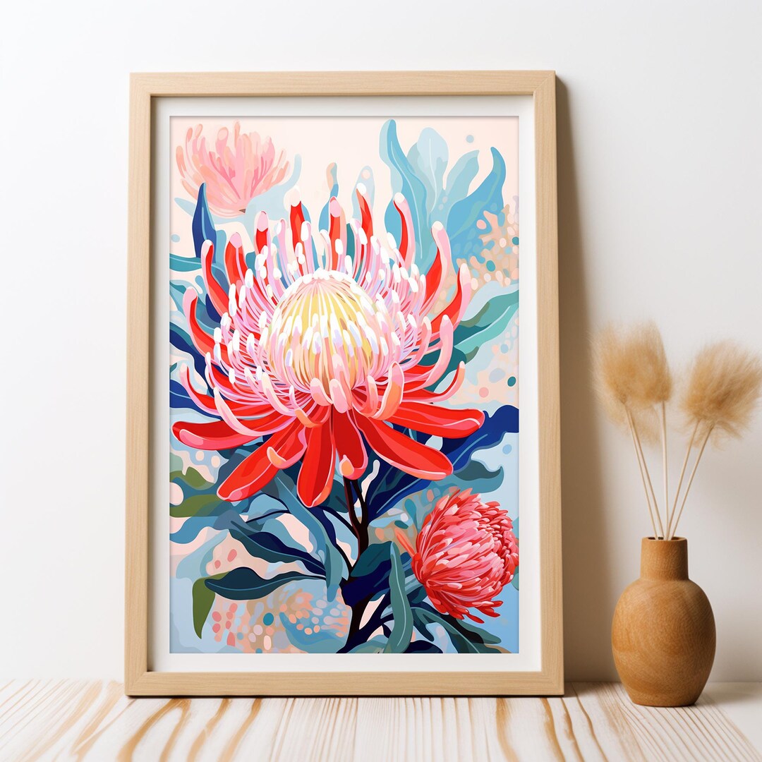 Waratah Australian Flower, DIGITAL Art Print, Native Flowers Waratah ...