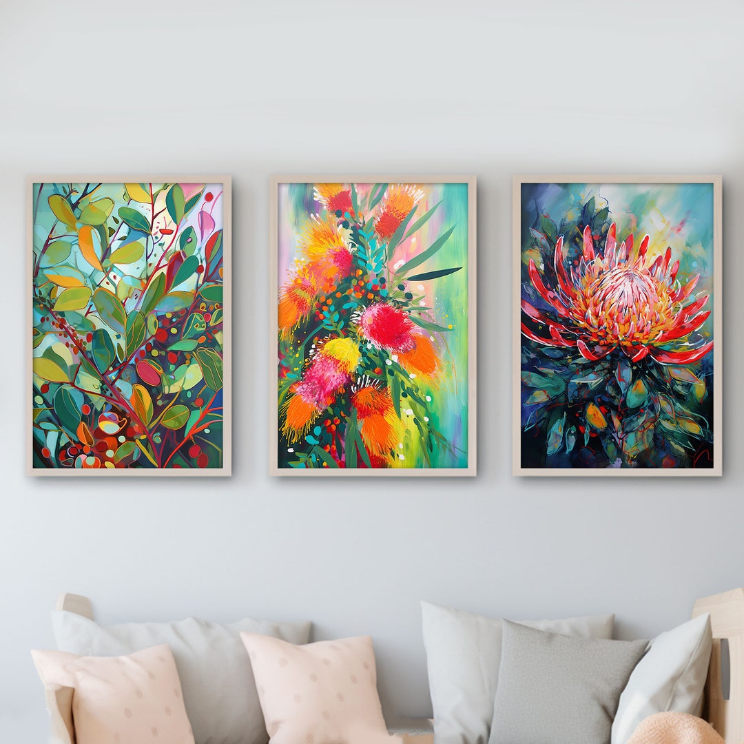 Australian Native Floral Iconic Abstract Paintings, DIGITAL DOWNLOAD ...